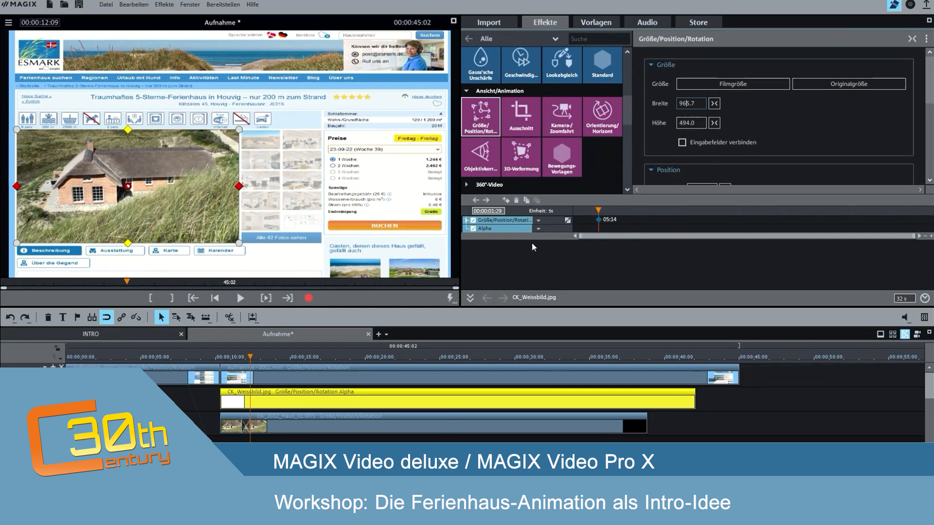 Intro-Idee mit einer Ferienhaus-Animation - Erstellt in MAGIX Video ...