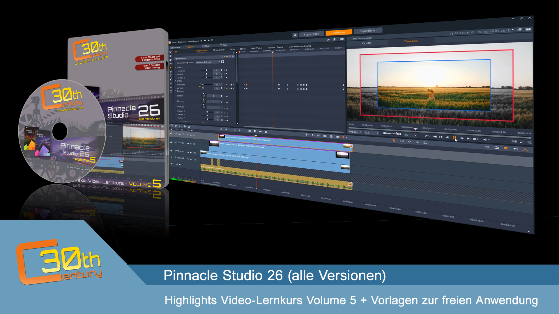 Pinnacle Studio 26 (alle Versionen) - Highlights zum Video-Lernkurs Volume 5 + Projektvorlagen ...